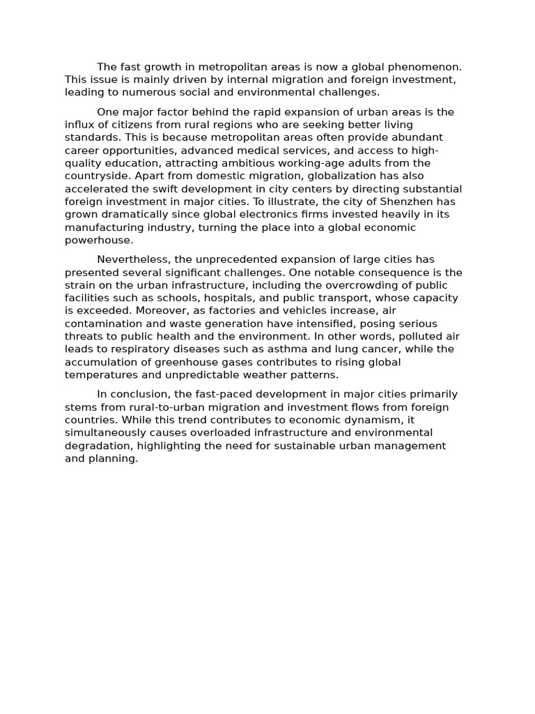 Causes and Effecs of Overpopulation in Big Cities | PDF