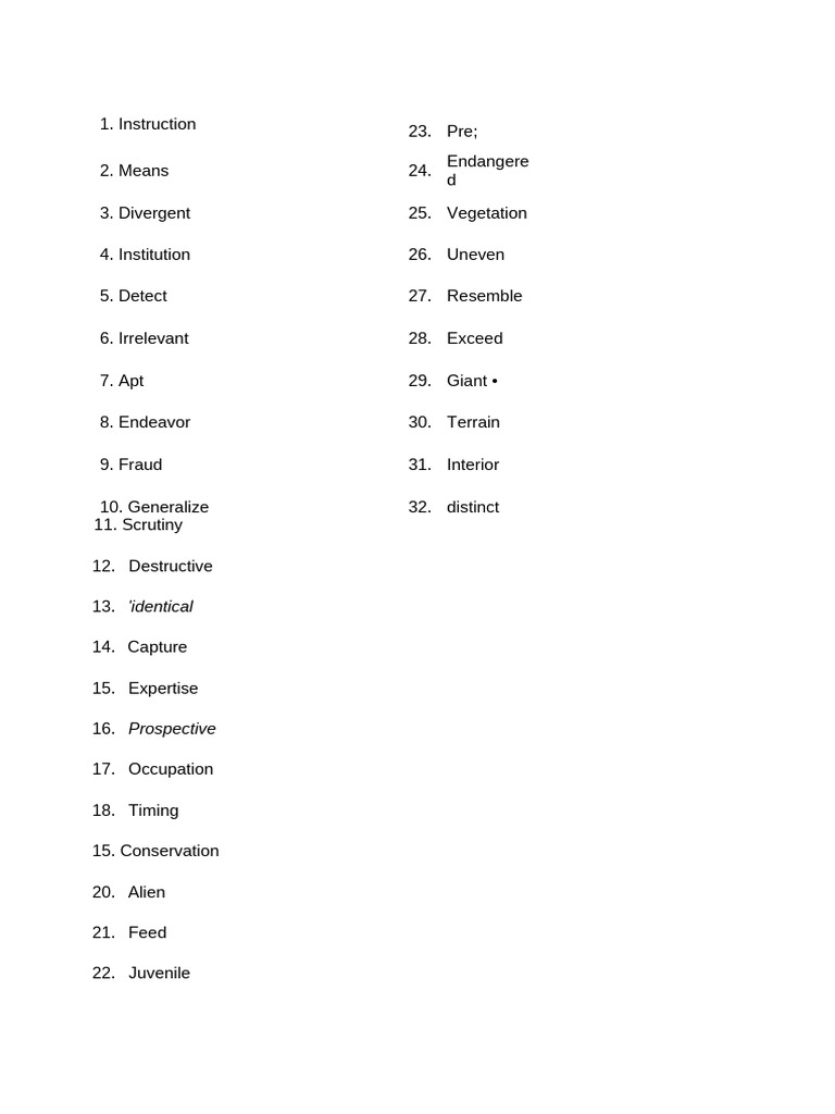 Vocabulary List for Environmental Studies | PDF | Nature | Earth Sciences