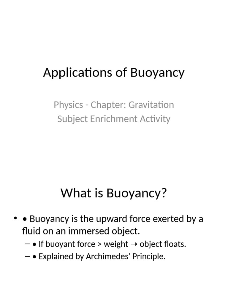 Buoyancy Activity Presentation | PDF