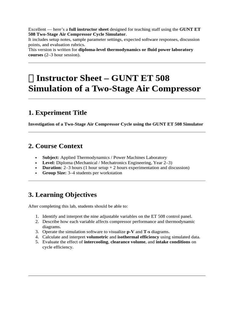 Instructor Guide for GUNT ET 508 Simulator | PDF | Simulation | Density