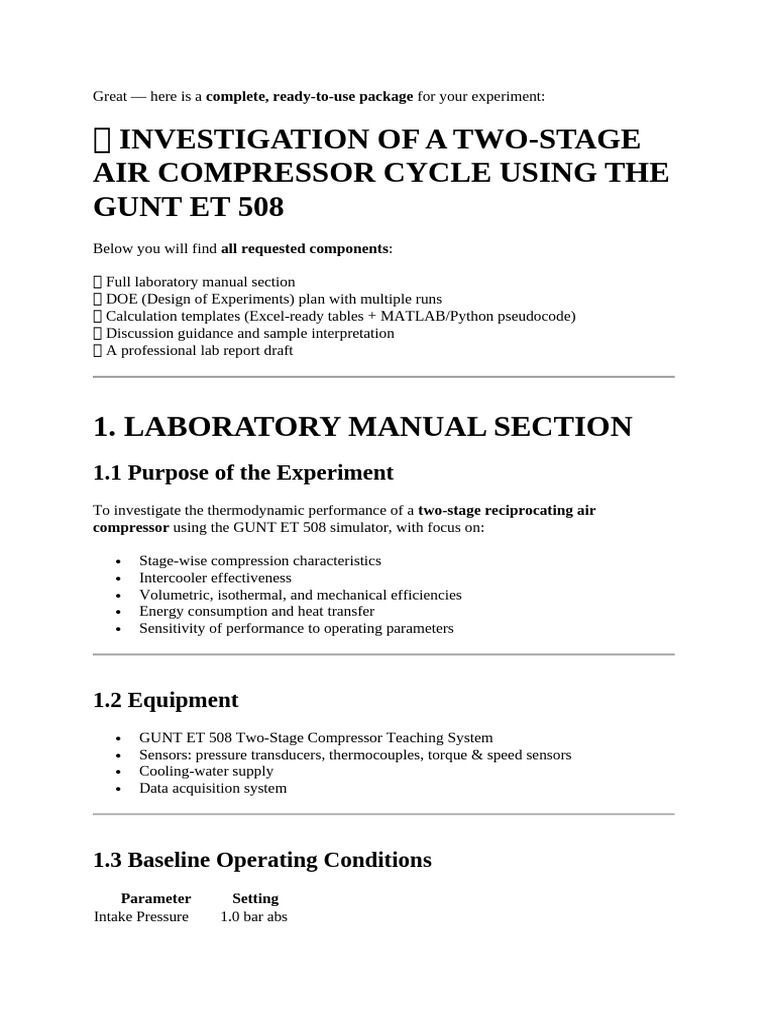 Gunt ET508 Exercise Witth Baseline of 50 | PDF | Mechanical Engineering ...
