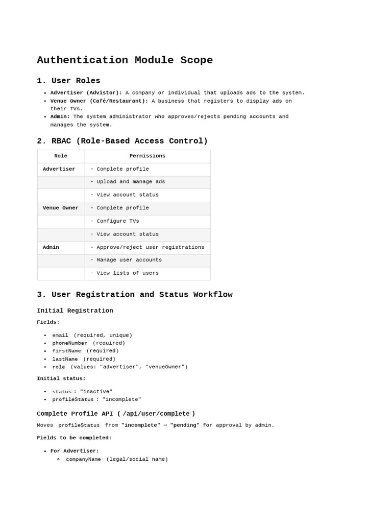 Authentication Module Scope | PDF | Login | User (Computing)