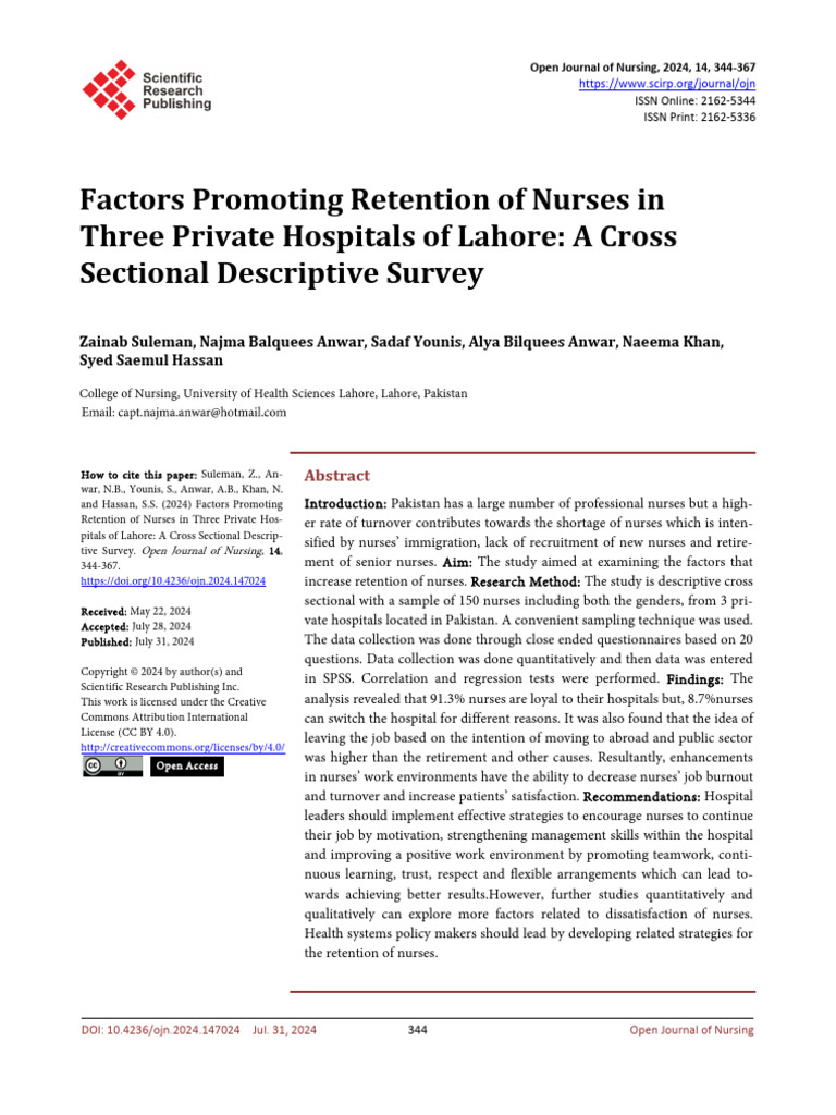 Factors Promoting Retention | PDF | Employee Retention | Nursing