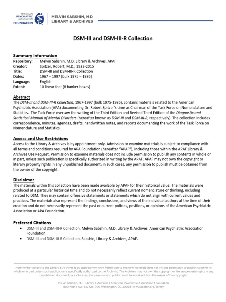 DSM III DSM III R Collection (2024.01.29) | PDF | Diagnostic And ...