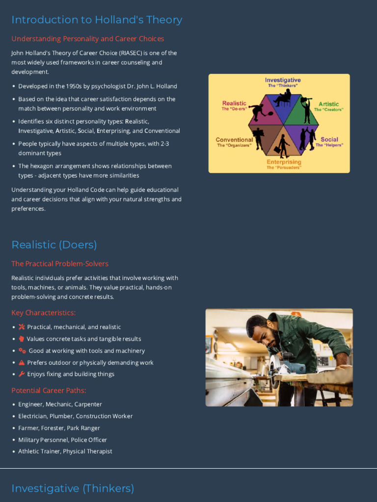 Holland's Career Choice Theory Explained | PDF