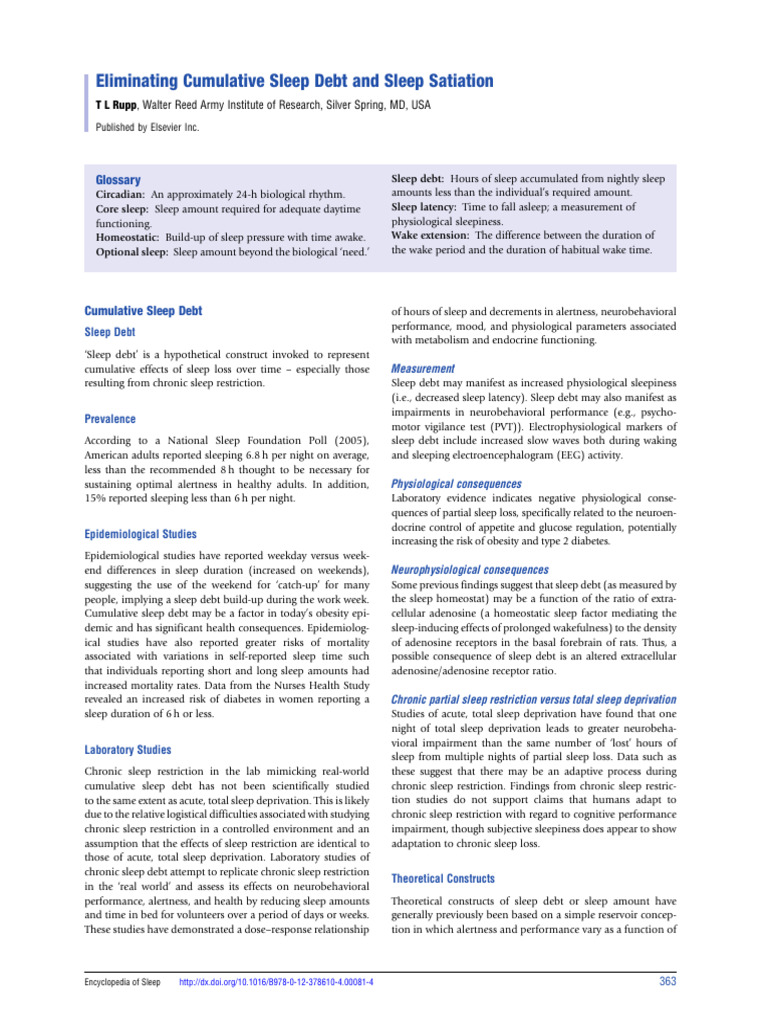 Understanding Cumulative Sleep Debt | PDF | Sleep | Sleep Deprivation