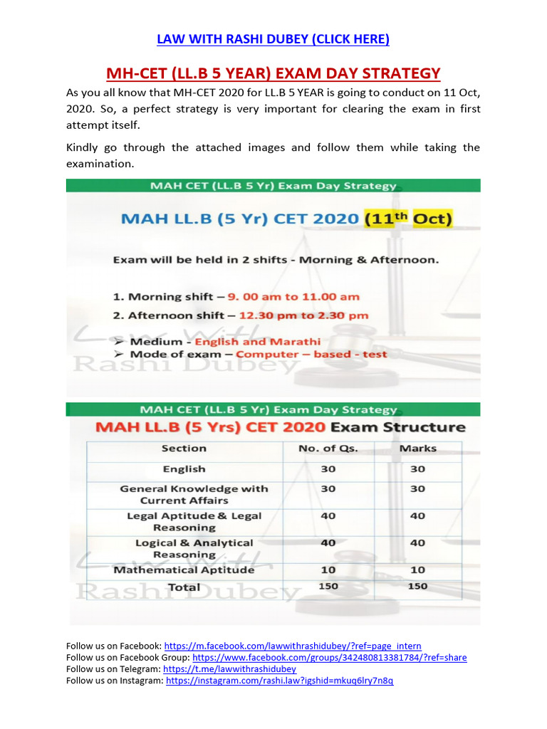 MH-CET LL.B Exam Day Strategy Guide | PDF