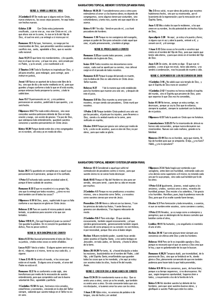 Navigators Topical Memory System (SP) | PDF | Jesús | Cristo (título)