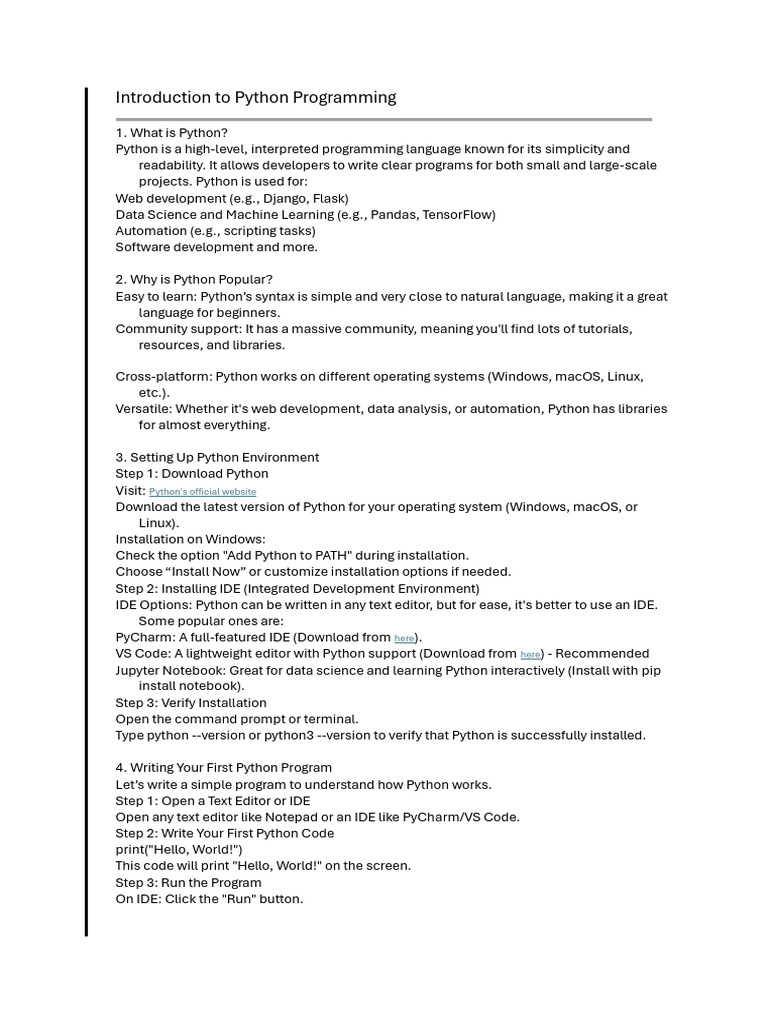 Python Programming Basics Guide | PDF | Control Flow | Data Type