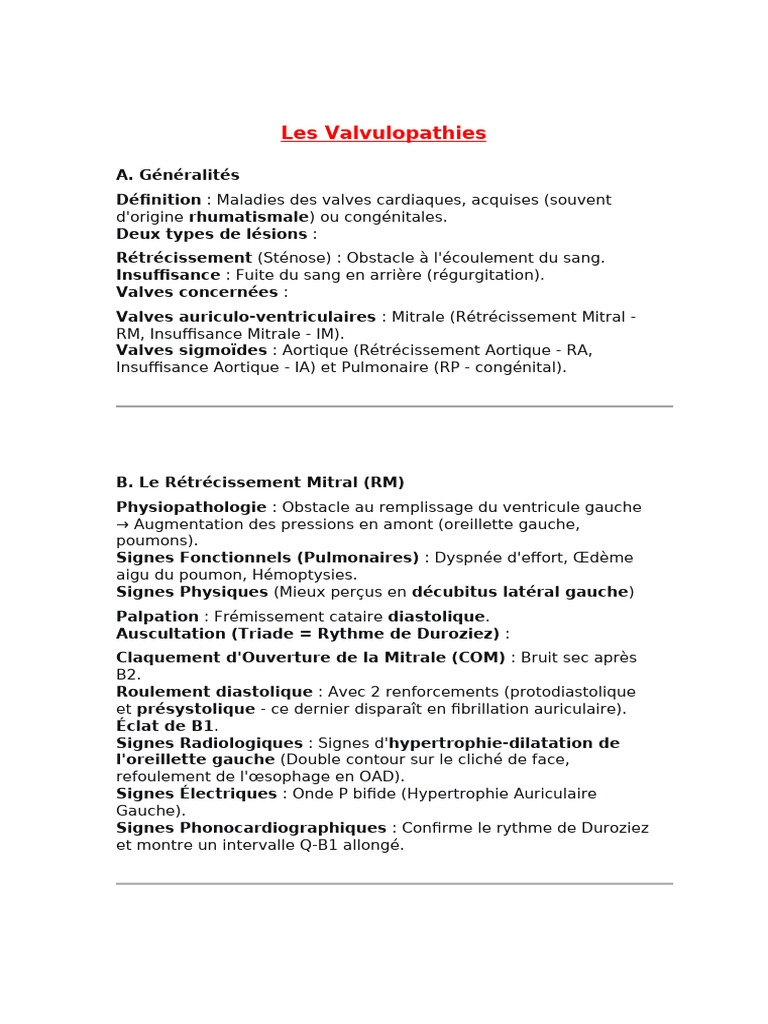 Comprendre les Valvulopathies Cardiaques | PDF | Cœur | Système cardio ...
