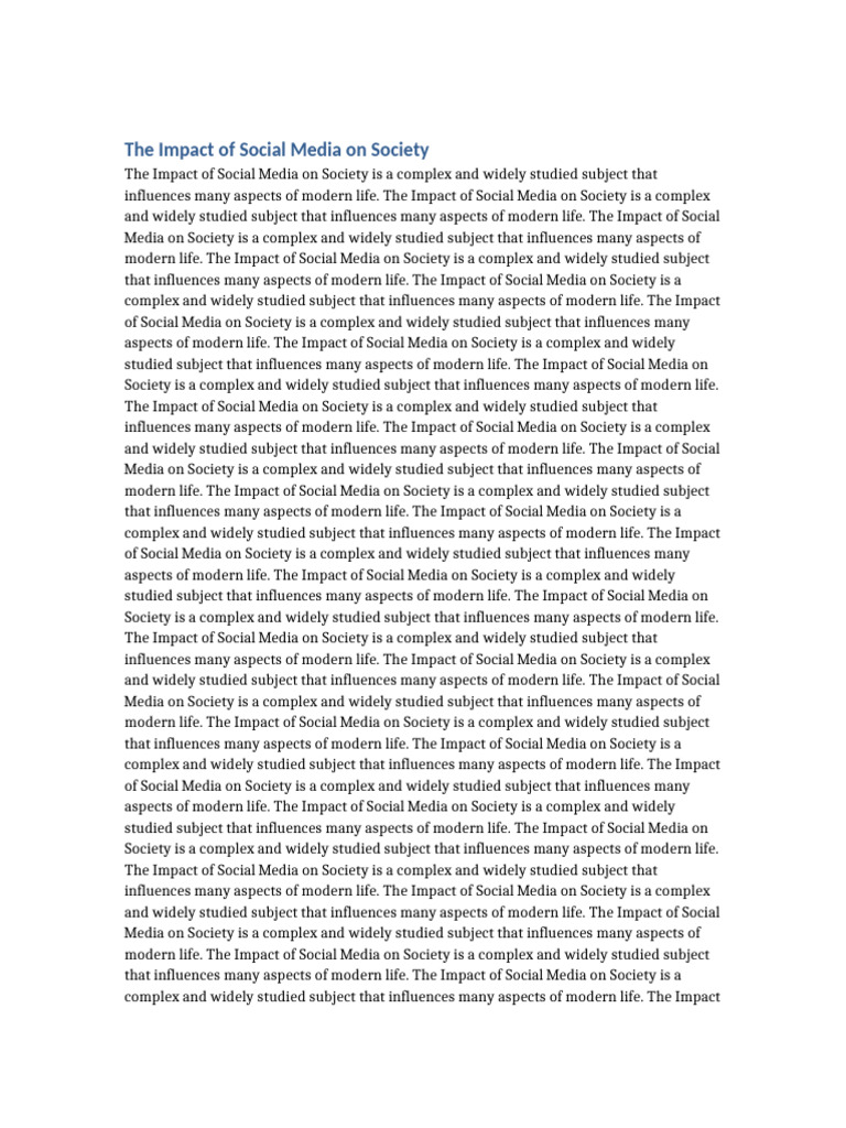 The Impact of Social Media On Society | PDF
