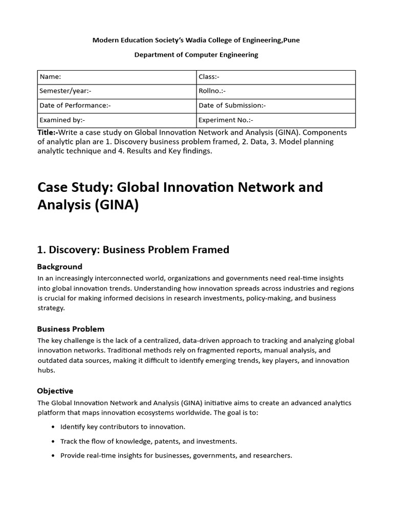 Gina Case Study | PDF | Innovation | Machine Learning