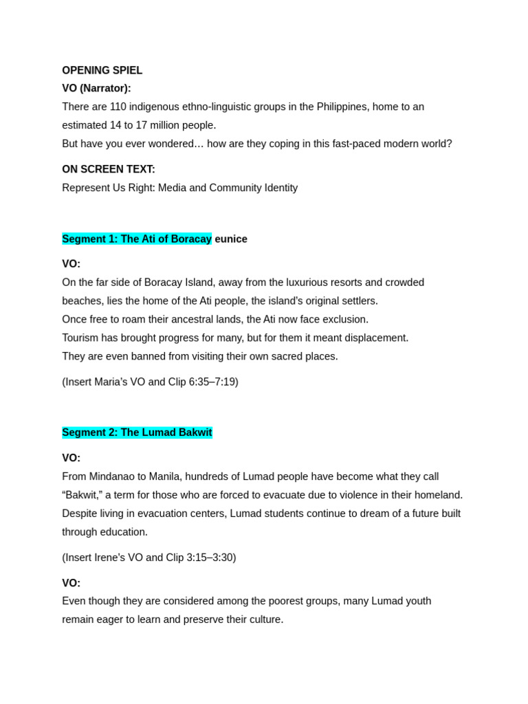 Advocacy Vid Script Due Today Do Today | PDF