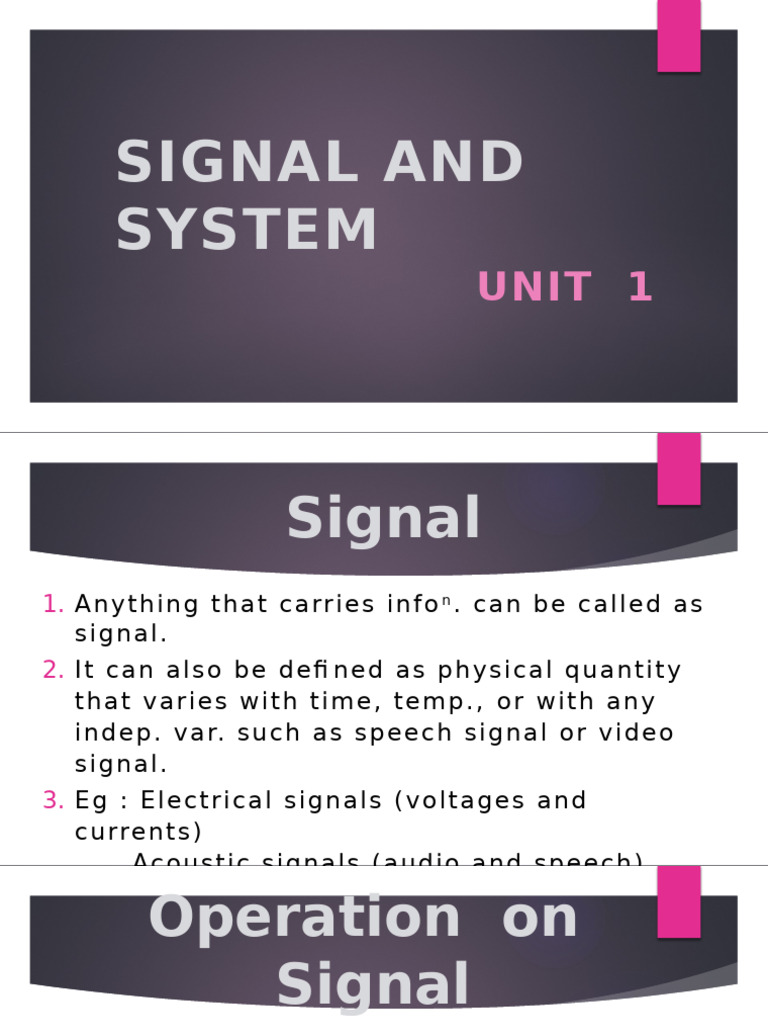 Signal and System: Unit 1 | PDF