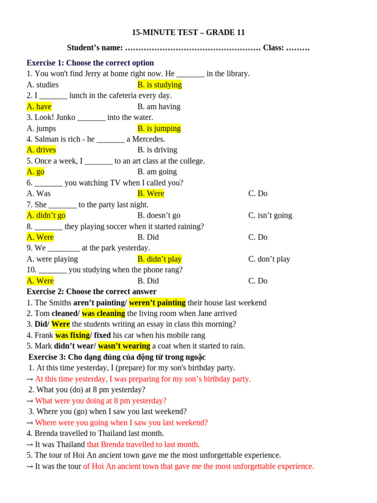 15 Minute Test-K11 | PDF