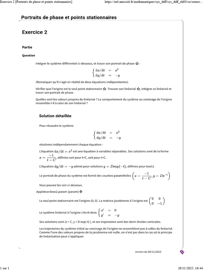 Portraits de phase et points stationnaires | PDF | Mathématiques ...