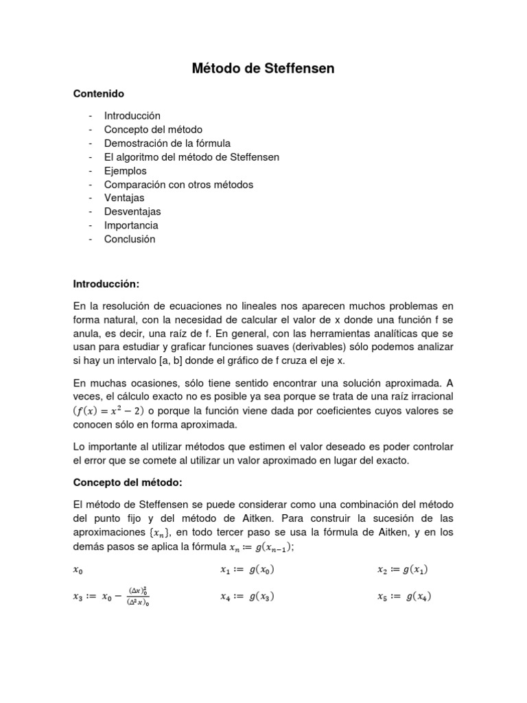 Método de Steffensen | PDF | Método científico | Raíz cuadrada