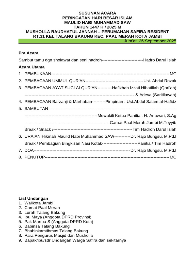 SUSUNAN ACARA | PDF