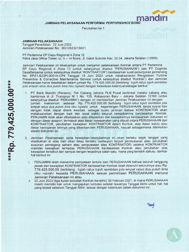 Jaminan Pelaksanaan PEPC | PDF