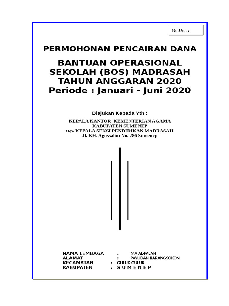 Cover Permohonan Pencairan Dana BOS MTs | PDF