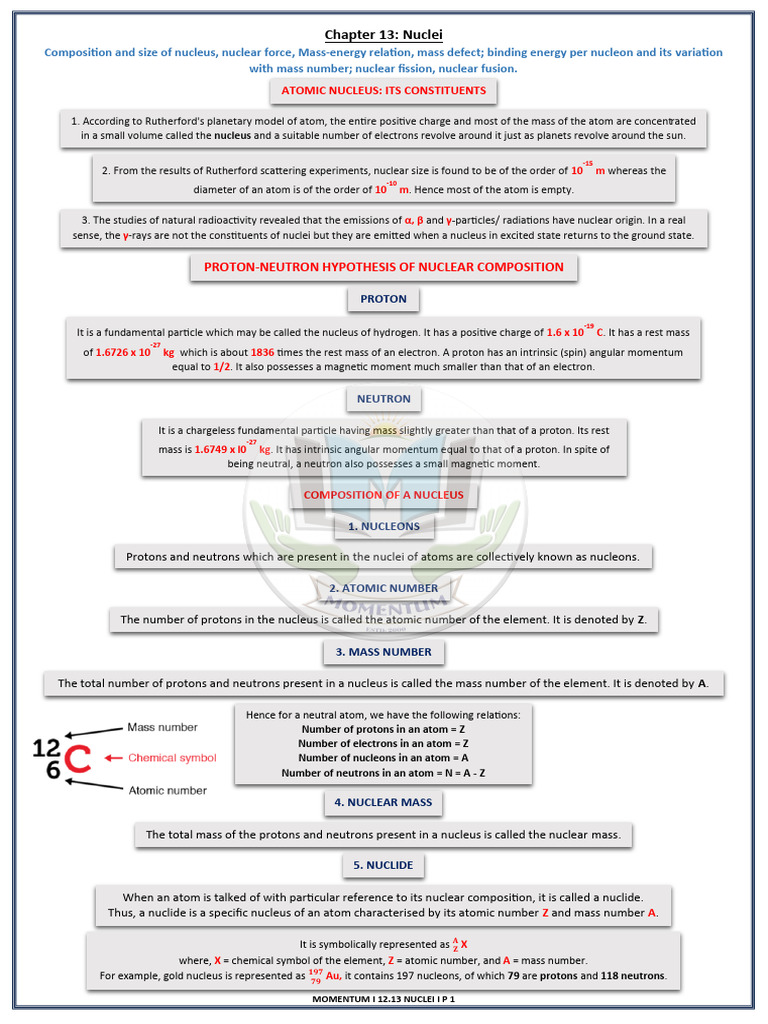 CH 13 Nuclei (2) | PDF | Atomic Nucleus | Nuclear Force