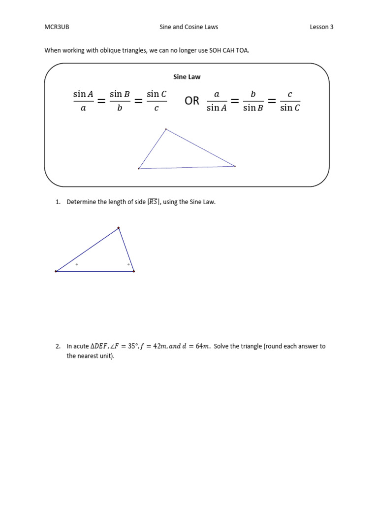 3 Sine and Cosine Laws | PDF | Euclidean Geometry | Rotation