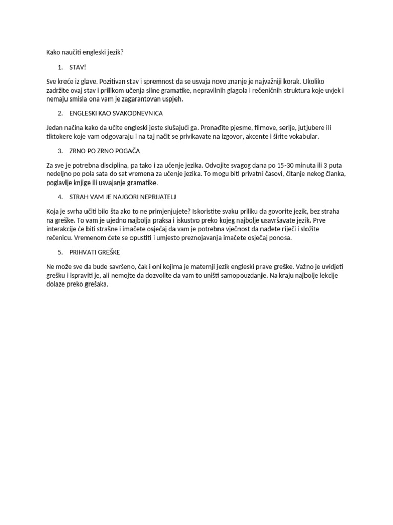 Kako Naučiti Engleski Jezik | PDF