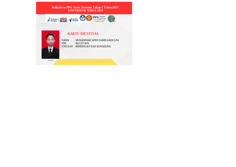 Identitas Mahasiswa PPG 2025 UN Tadulako | PDF