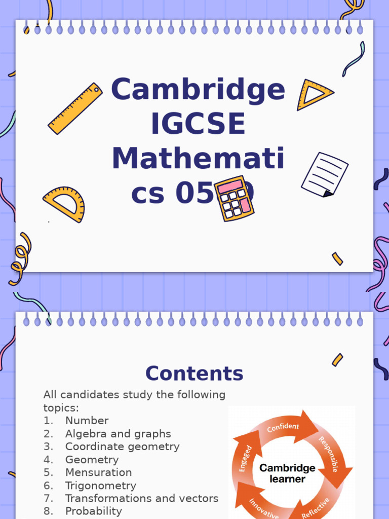 IGCSE Math 0580 and Add. Math 0606 | PDF