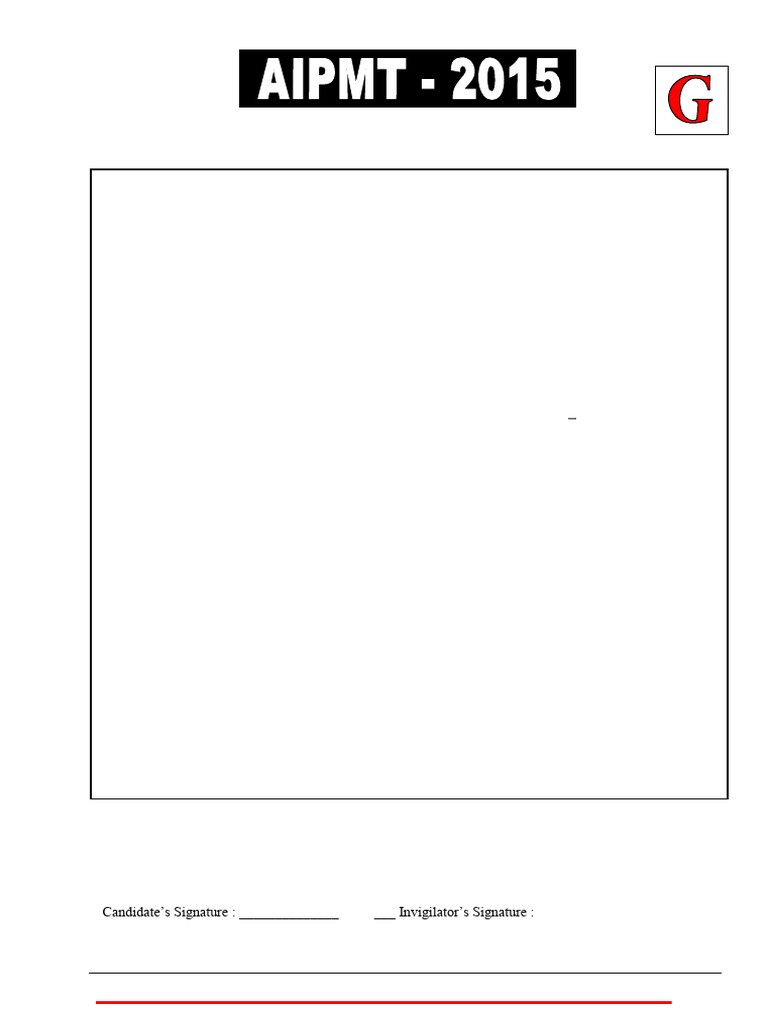 Download AIPMT Exam Paper 2015 Booklet No G | PDF | Enzyme Inhibitor | Meiosis