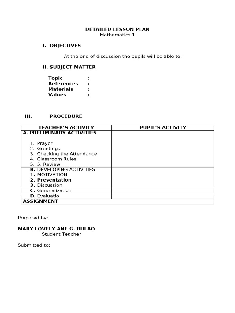 Detailed Lesson Plan ARTS | PDF