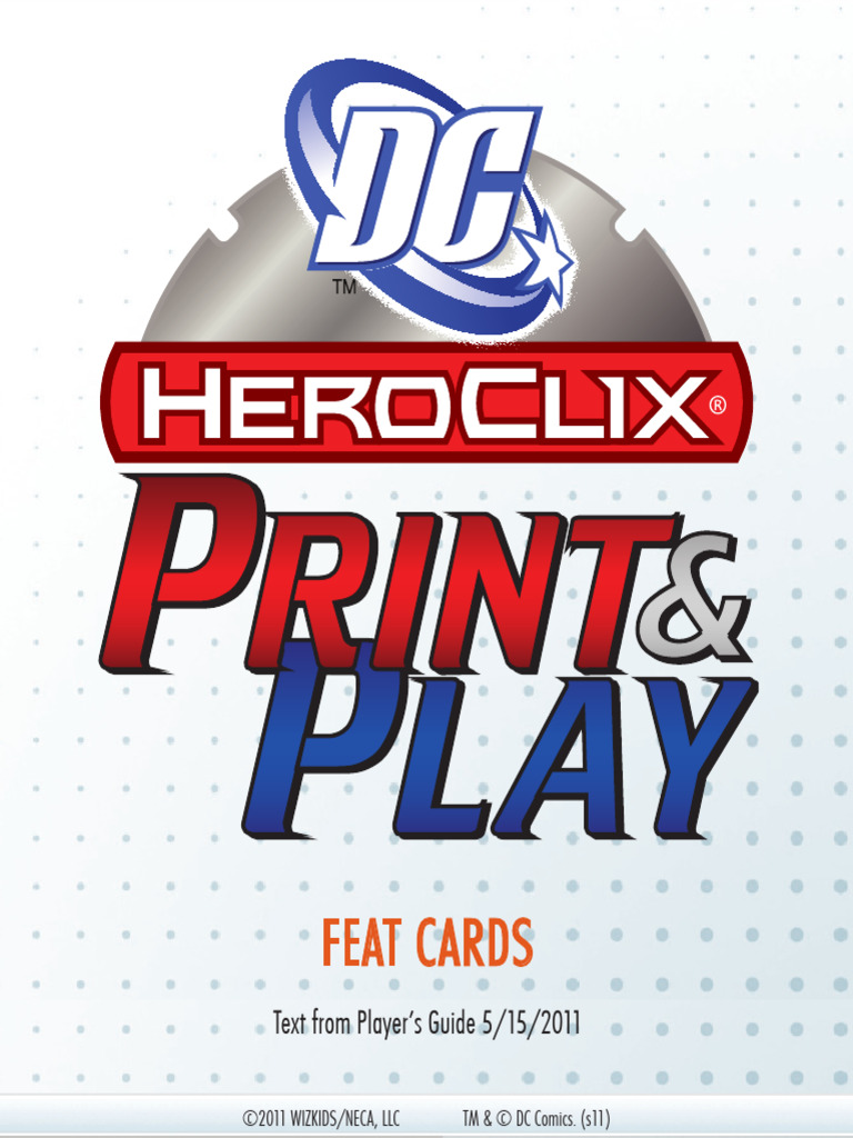 DC Heroclix Print and Play Feat Cards | PDF