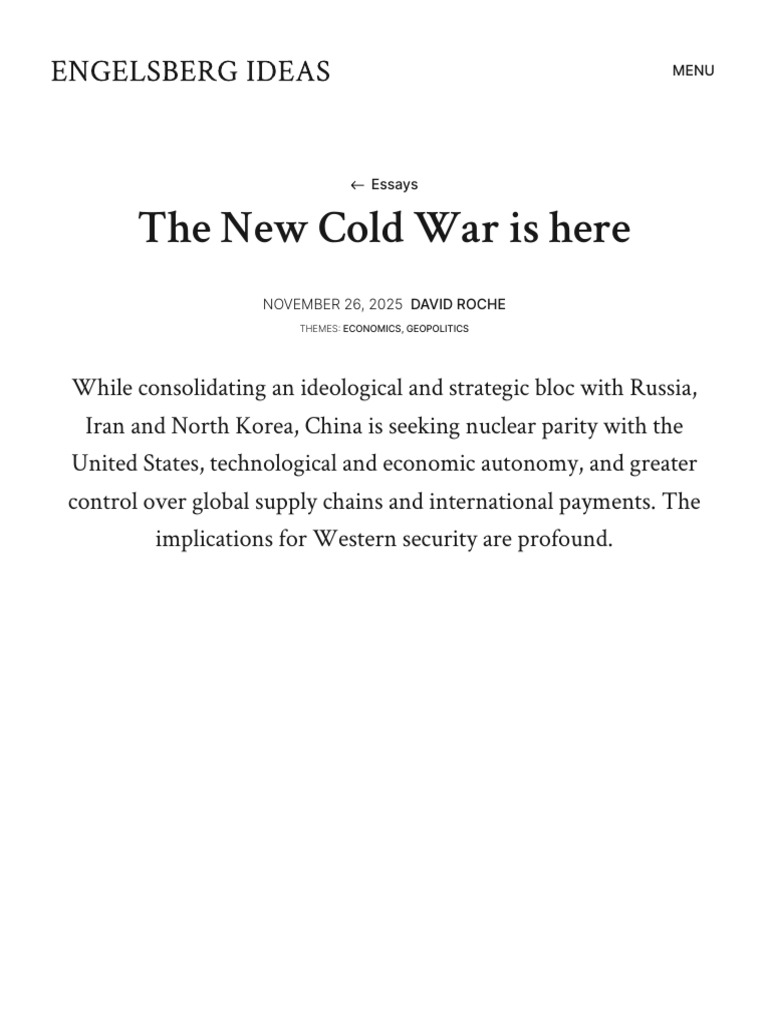 The New Cold War Is Here - Engelsberg Ideas | PDF | Renminbi | Nuclear ...