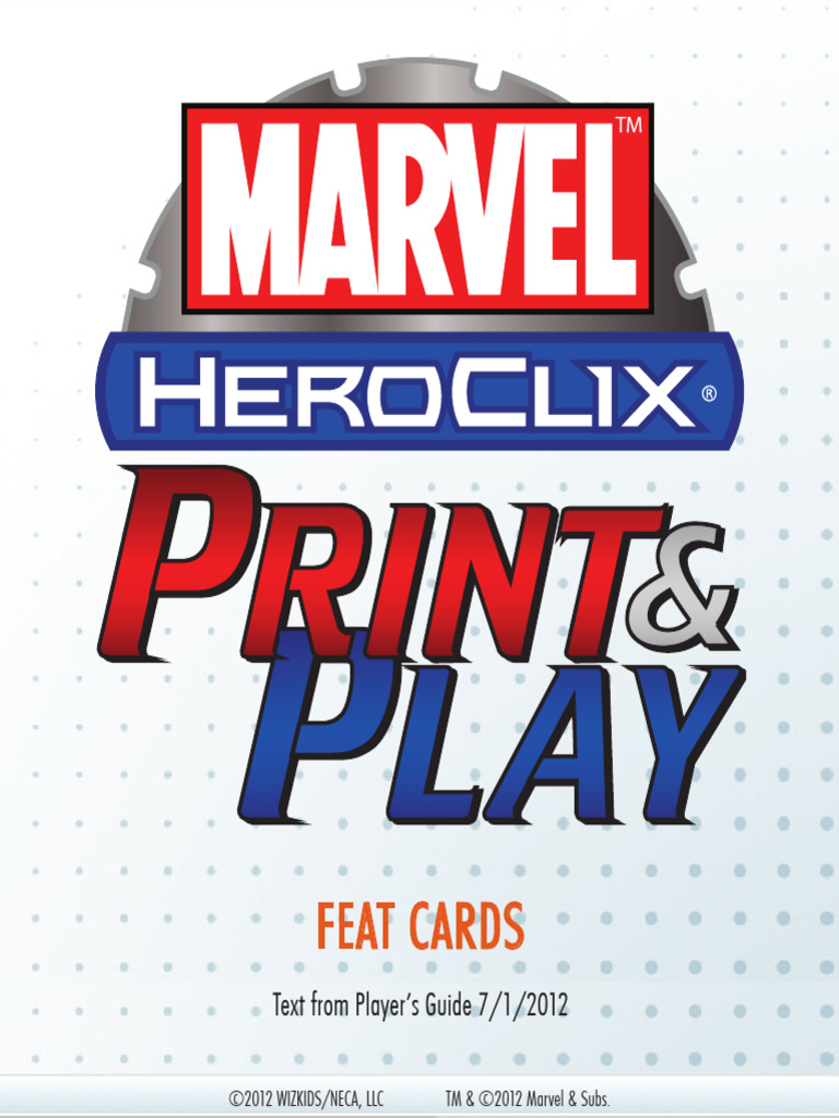 Marvel Heroclix Print and Play Feat Cards | PDF