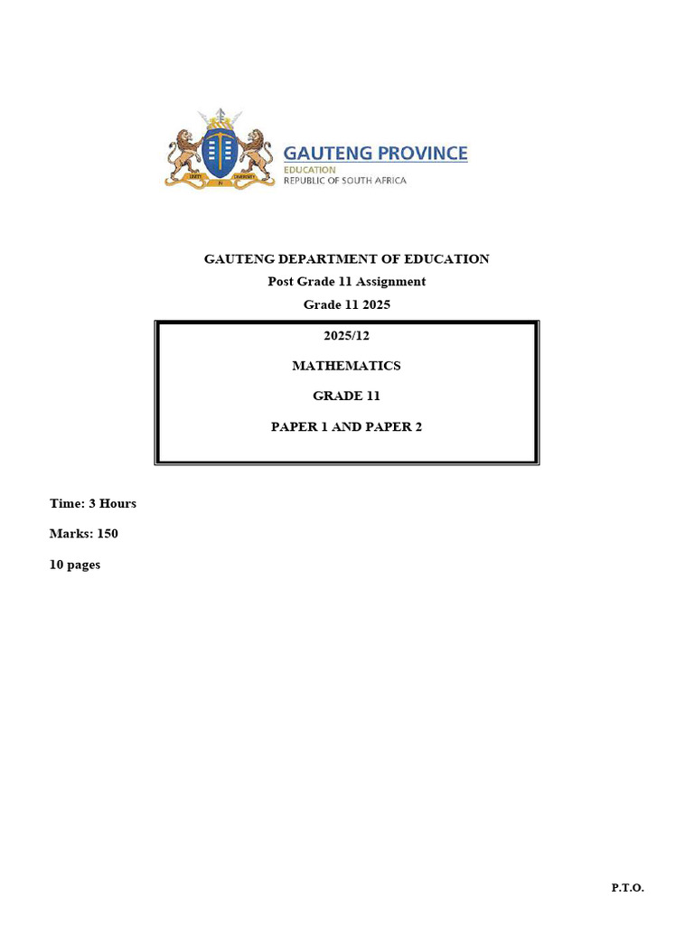 Grade 11 Mathematics Exam Papers 2025 | PDF | Circle | Asymptote