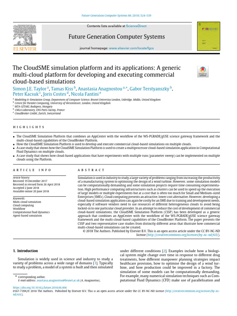 The CloudSME Simulation Platform and Its Applications A - 2018 - Future ...