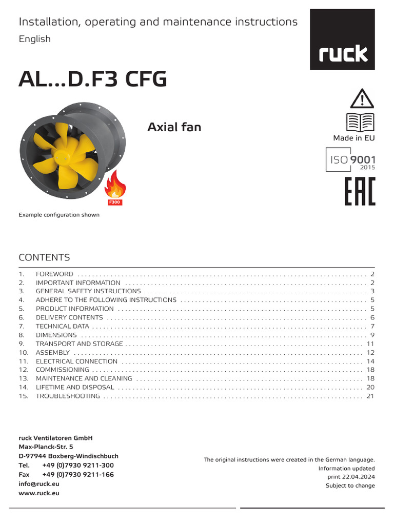 Axial Fan Installation Guide | PDF | Safety | Forklift