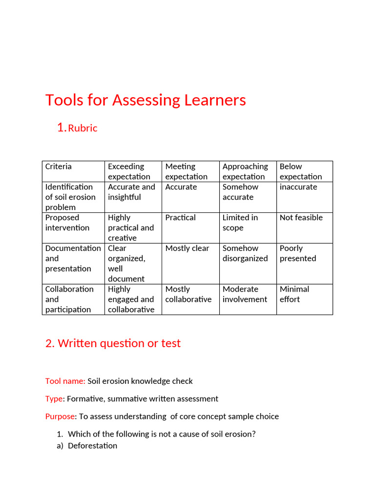 Tools for Assessing Soil Erosion Knowledge | PDF