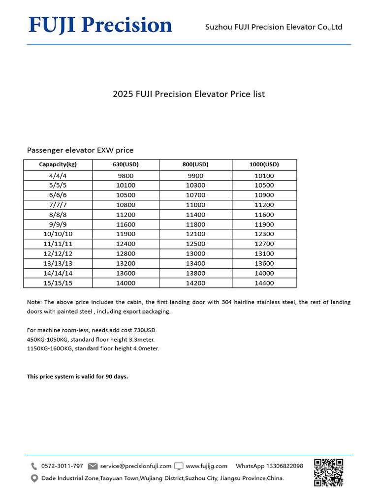 2025 FUJI Elevator Price List | PDF
