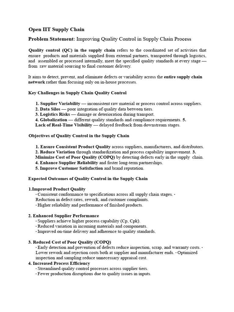 Problem Statement | PDF | Supply Chain | Reliability Engineering