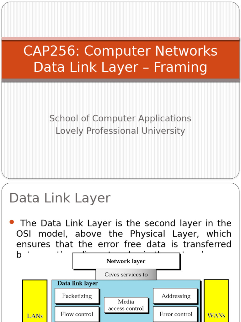 Data Link LayerFraming | PDF | Computer Network | Computer Science