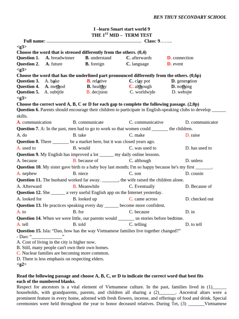 9a E9 Gki Reading + Grammar | PDF | Cost Of Living | English Language