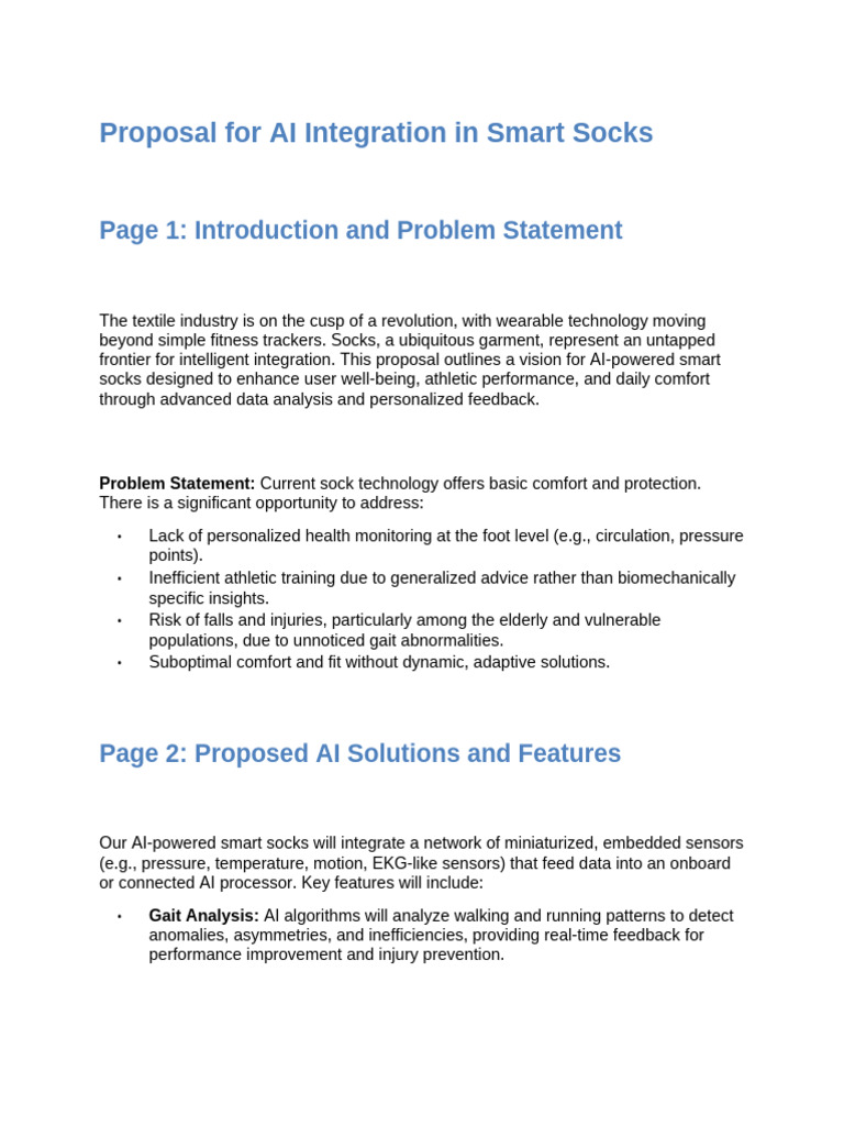 AI Sock Proposal | PDF | Wearable Technology | Artificial Intelligence