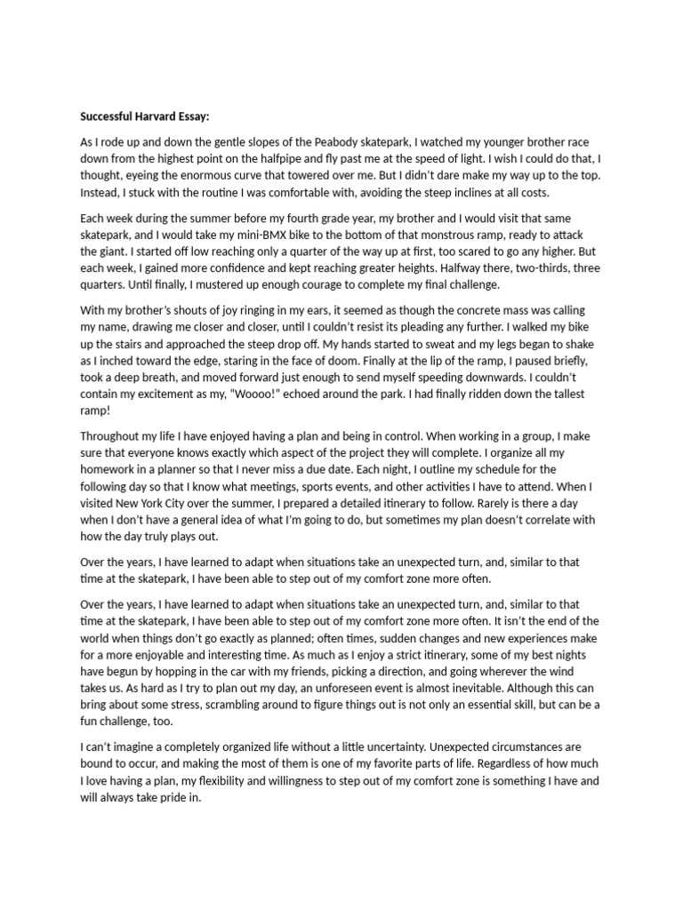 Successful Harvard Essay | PDF