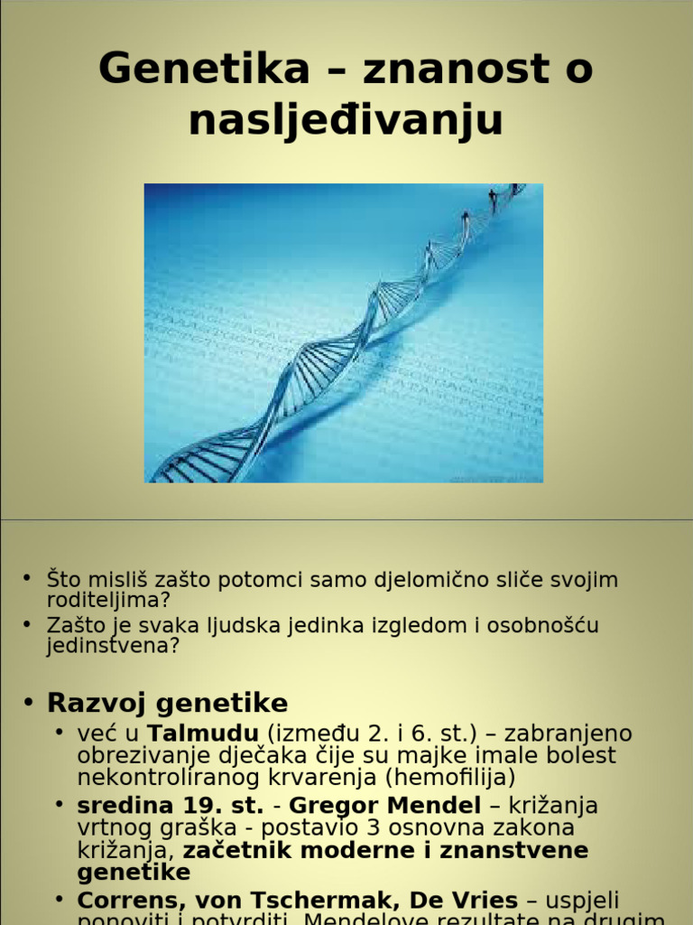 1 Genetika - Znanost o Nasljeđivanju | PDF