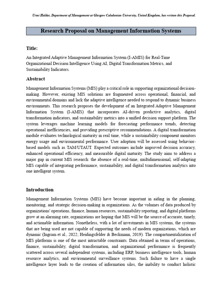 Prpoposal MIS (First Page) . | PDF | Analytics | Sustainability