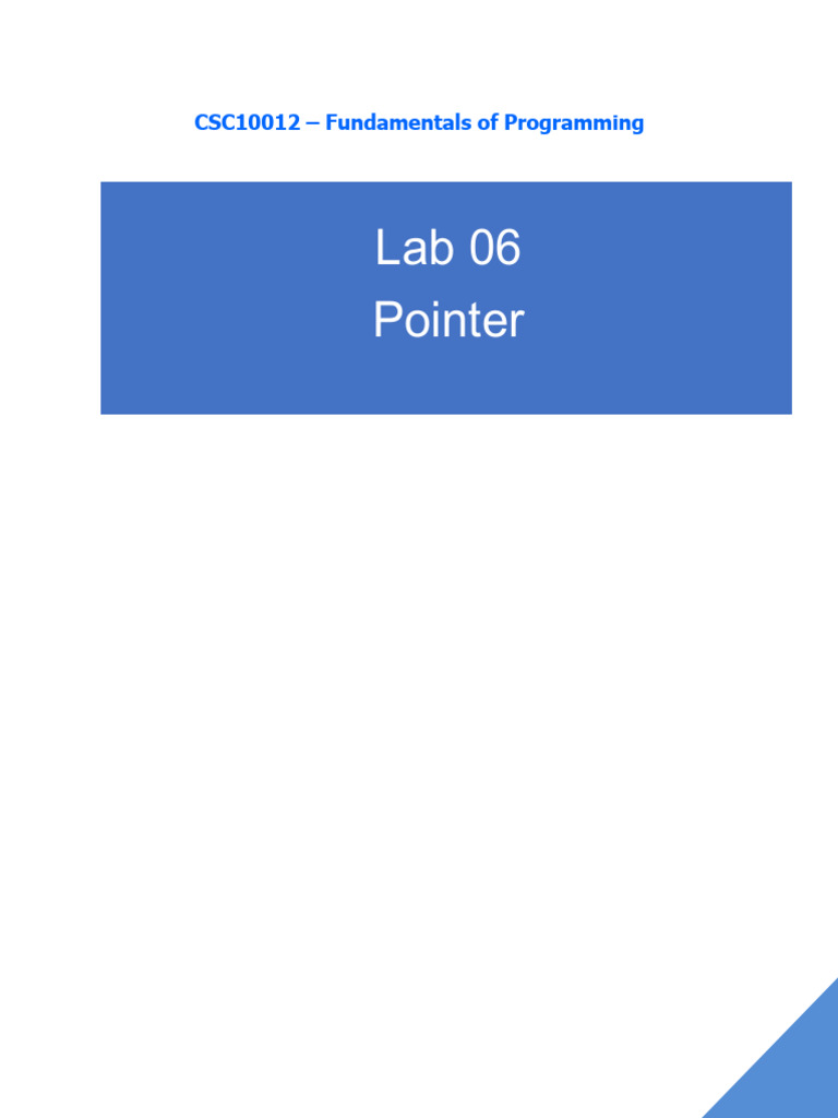 W07-Pointer | PDF | Pointer (Computer Programming) | Programming Paradigms