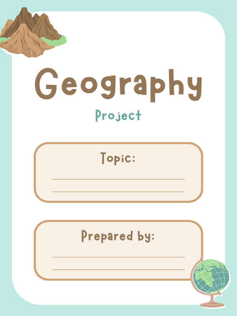 Geography Project Cover Document in Brown Turquoise Cute Style | PDF