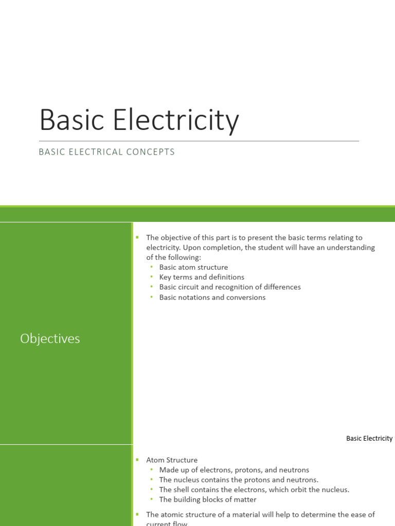 6 Basics of Electricity | PDF | Electric Current | Electric Power