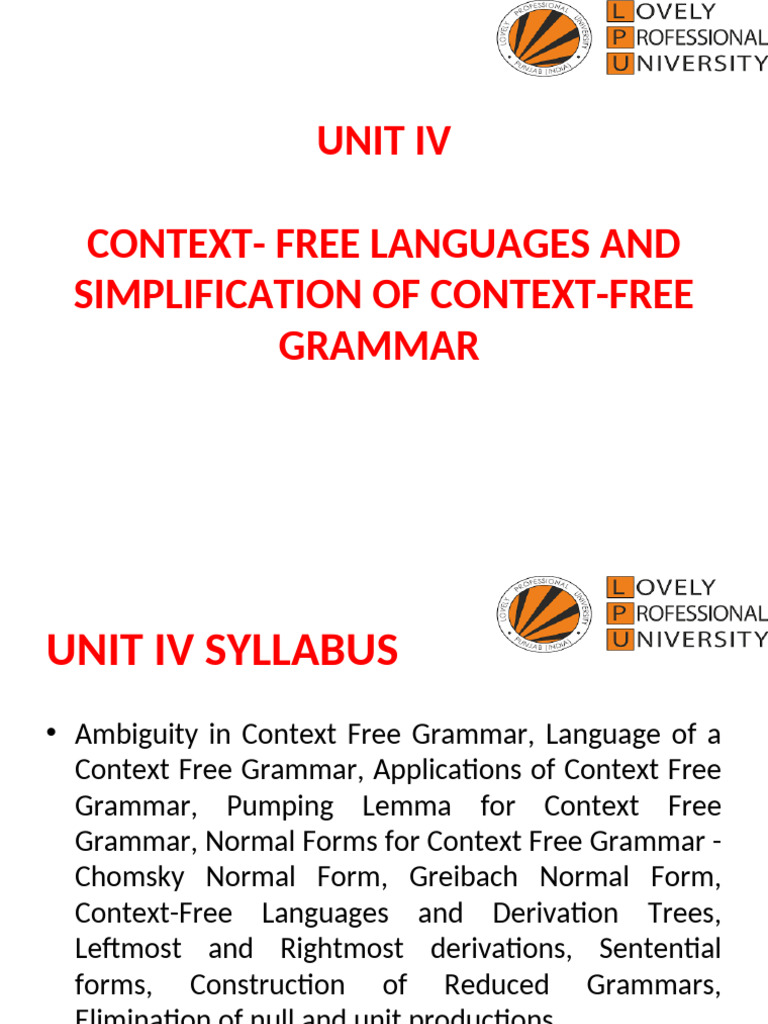 UNIT IV CONTEXT FREE LANGUAGES | PDF | Theoretical Computer Science ...